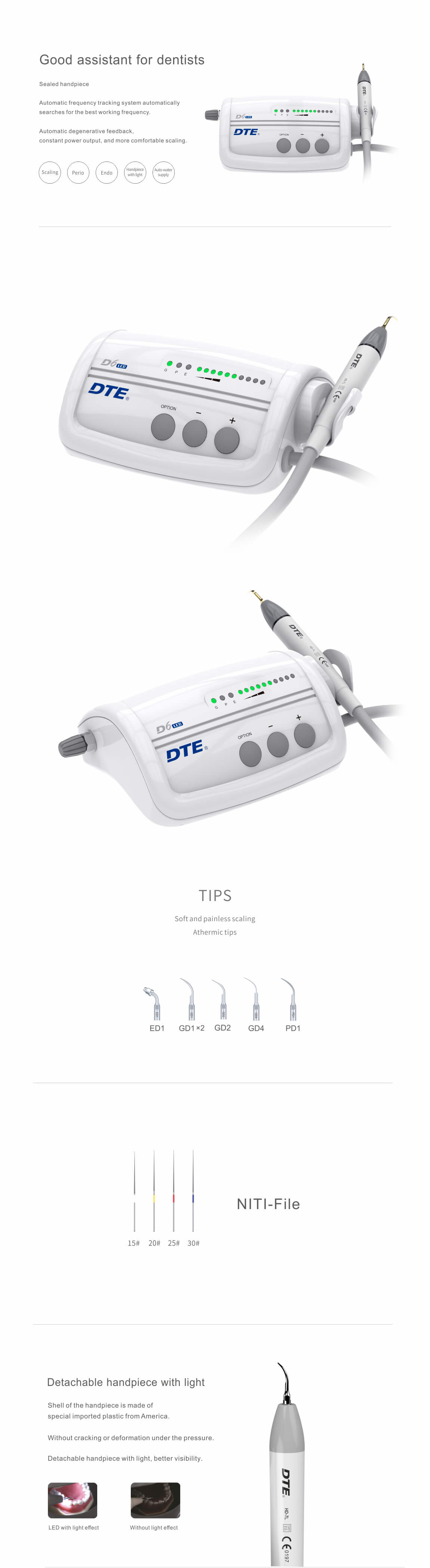 Cavitron Escareador Dental DTE D6 Luz LED